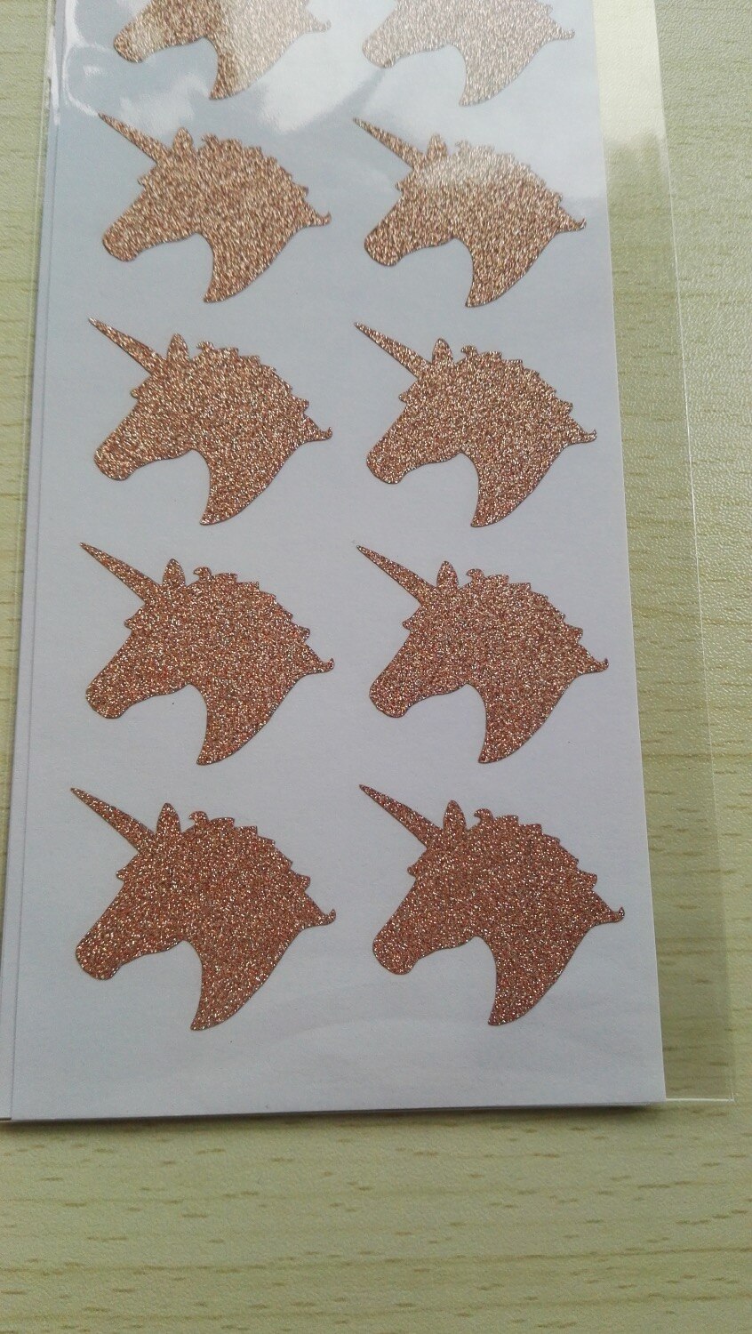 3.8x3cm Rose Gold Unicorn glitter sticker label – Vicedeal