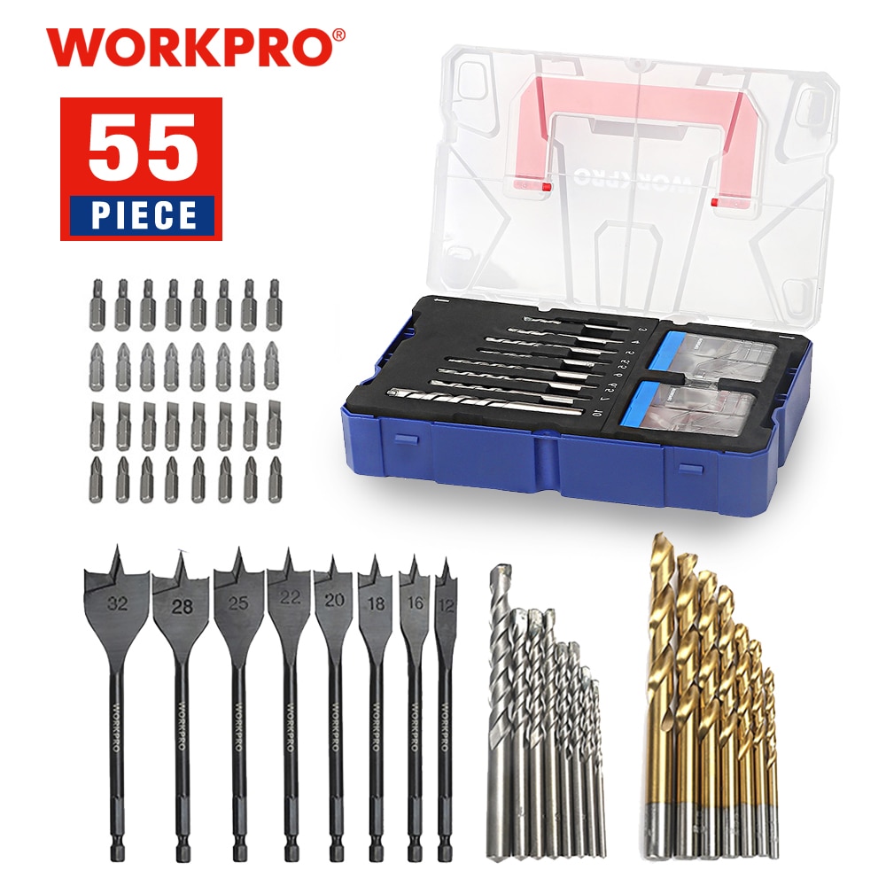 WORKPRO 55-Piece Combined Drill Bit Set Masonry Dr... – Vicedeal