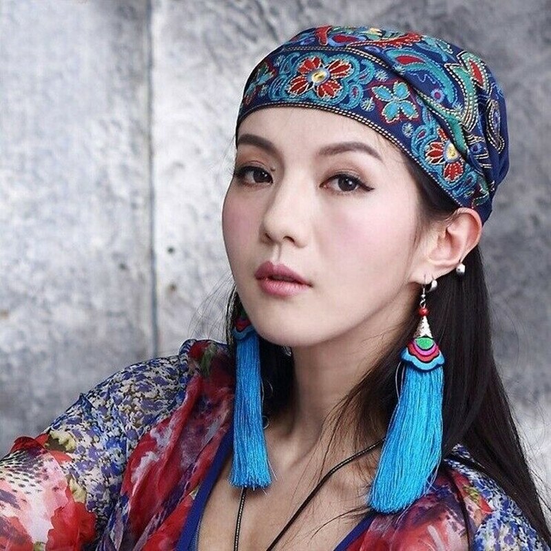 Women Ethnic Vintage Embroidery Flowers Bandanas R... – Grandado