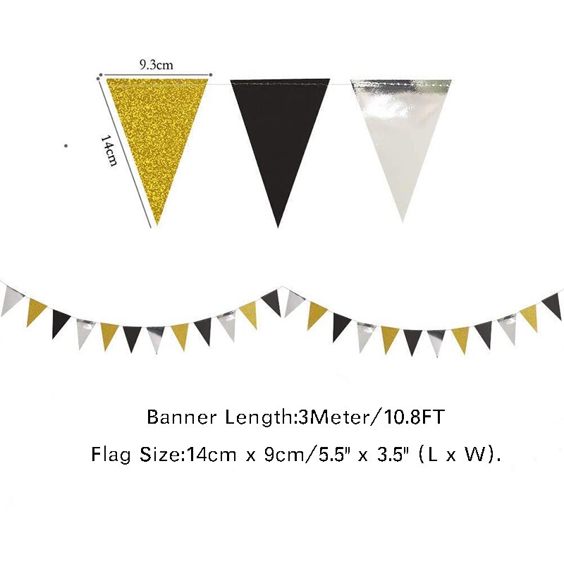 Sort guld folie polkaprikker vimpel banner papir t... – Grandado