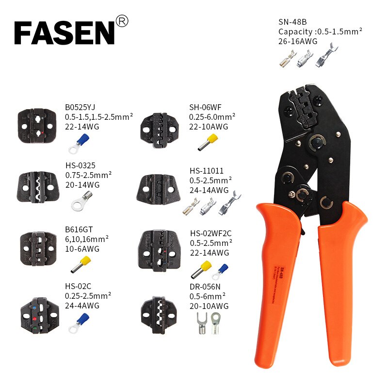 SN-48B handje krimptang plus 9 soorten kaken gesch... – Vicedeal