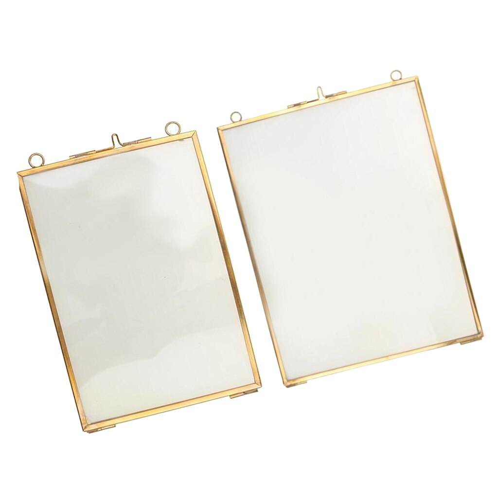 2 Pieces Antique Brass Glass Picture Photo Frame H... – Grandado