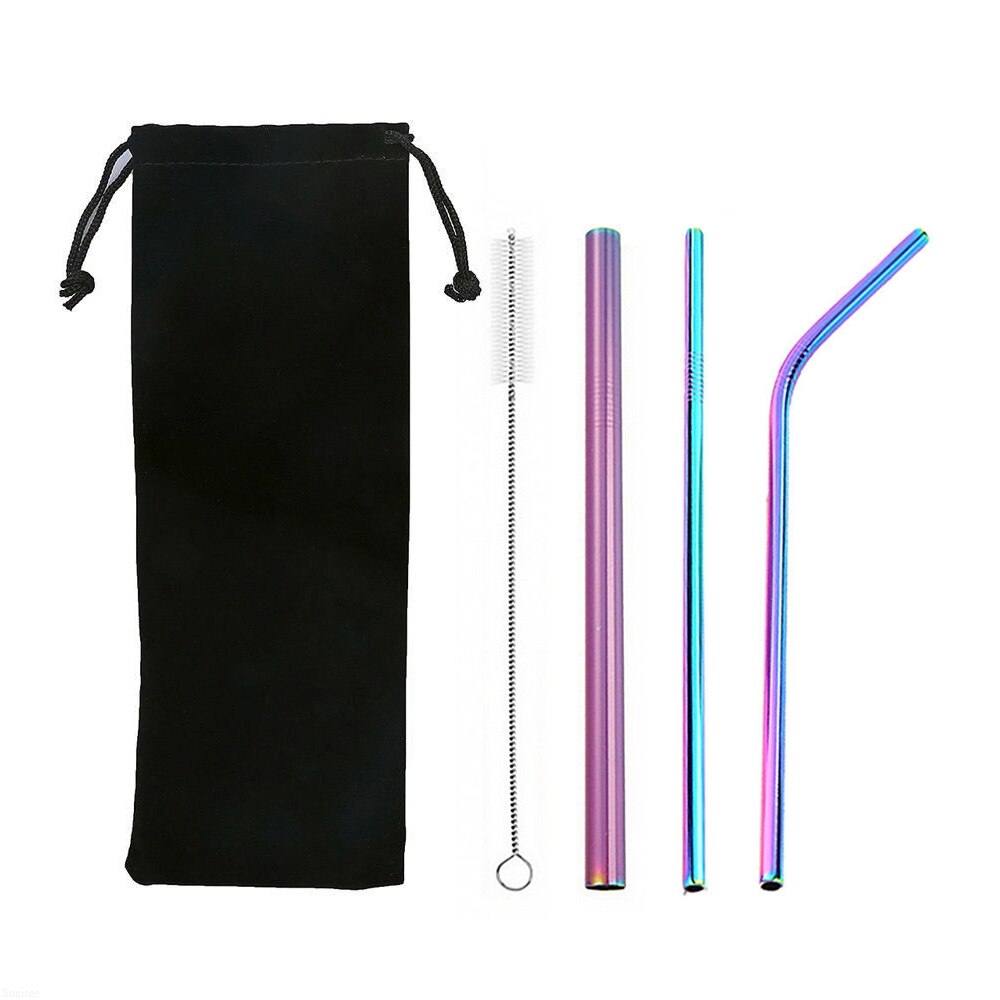 Stainless Steel Straw Set 3 Straw 1 Cleaning Brush... – Vicedeal