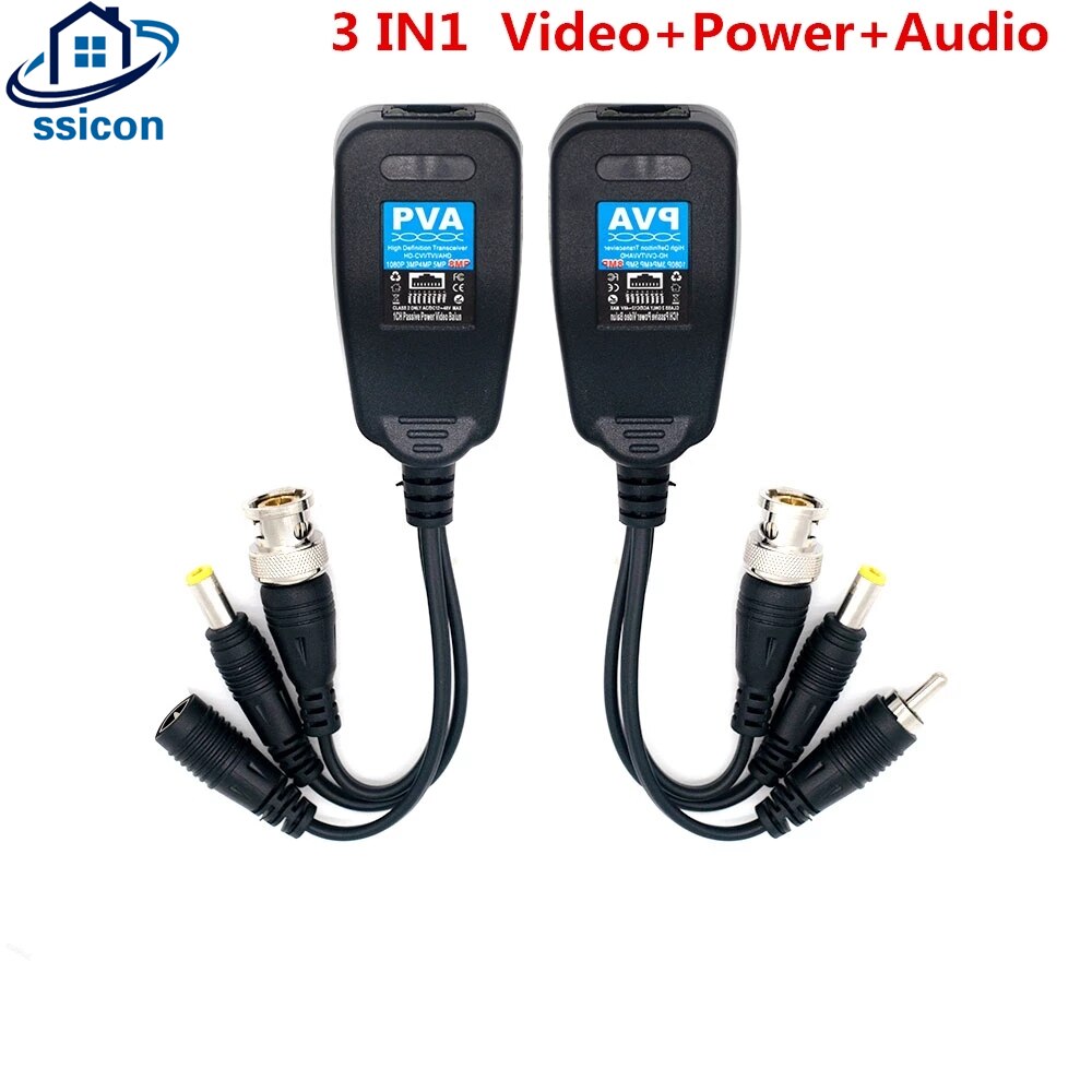 10 Pairs 5MP Video Power Balun BNC Audio to RJ45 C... – Grandado