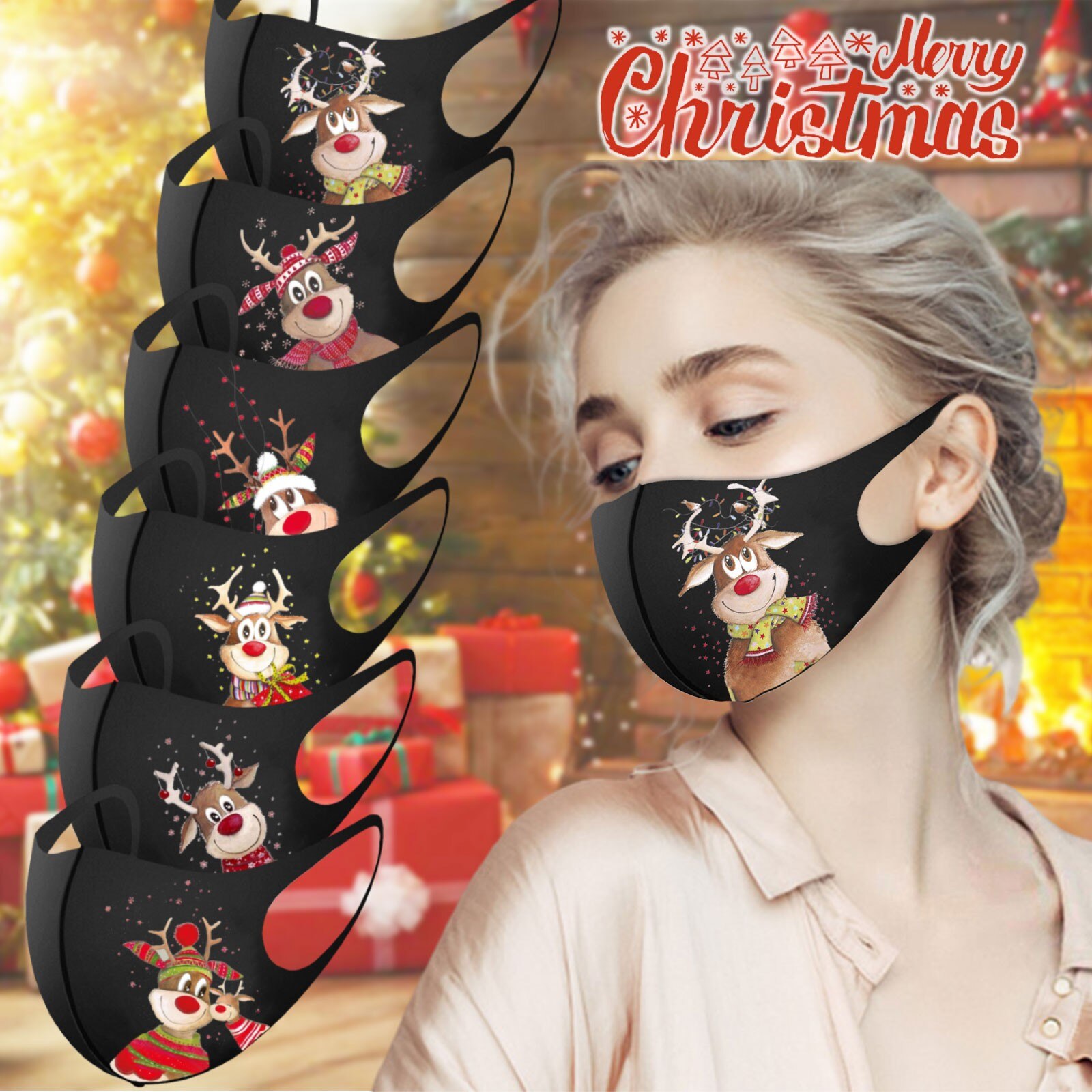 Kerst Masker Elanden Vrolijk Kerstfeest Decoraties... – Grandado