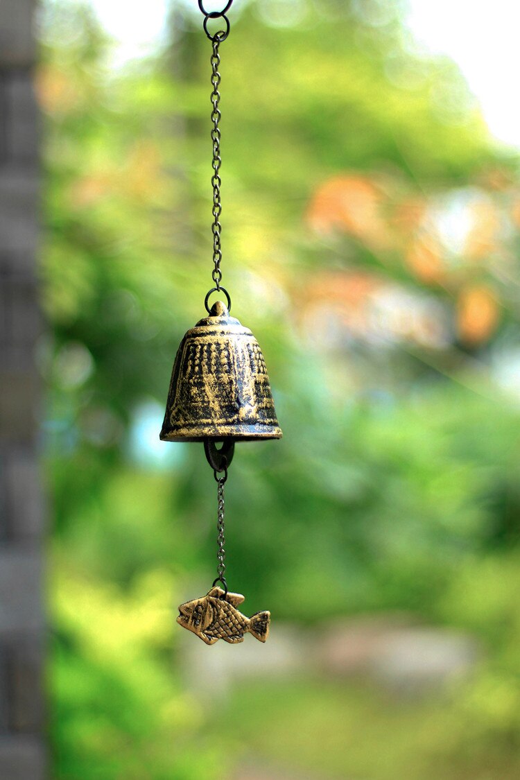 Cast Iron Big Ancient Bell Pendant Garden Decorati... – Grandado