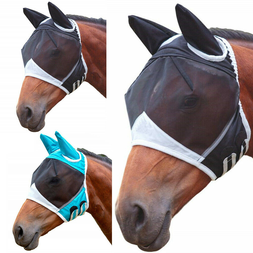 Horse Fly Mask Mesh Veil Hood Eye Ear Protective C... – Grandado