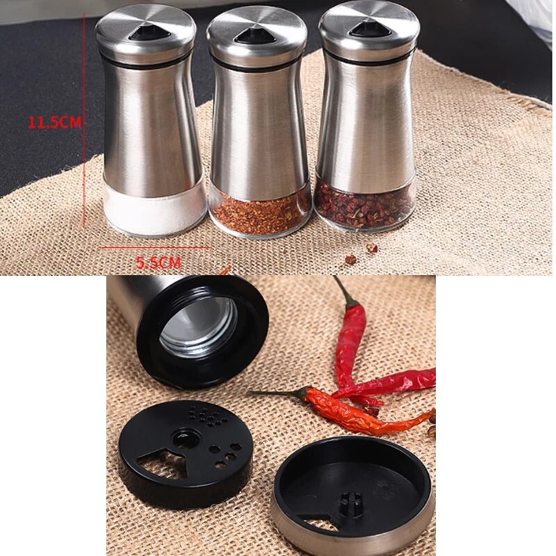 Glass Seasoning Bottle Silver CoverPepper Bottle C... – Vicedeal