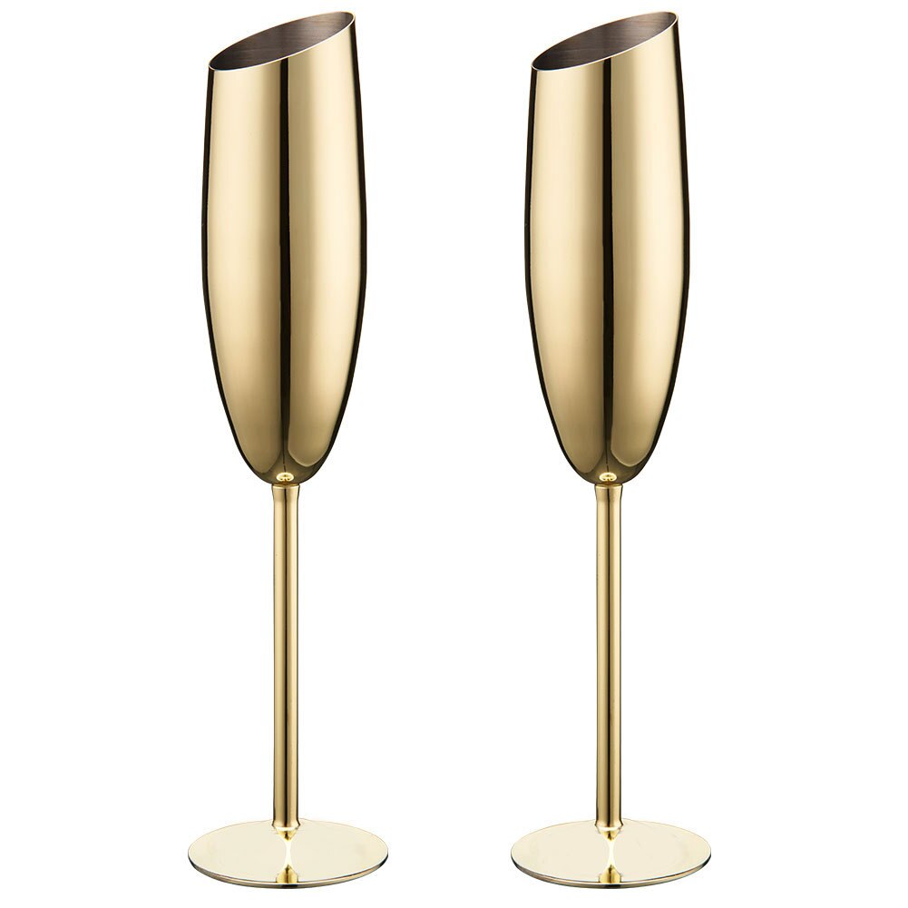 2 pcs 304 Stainless Steel Oblique Champagne Glass ... – Grandado