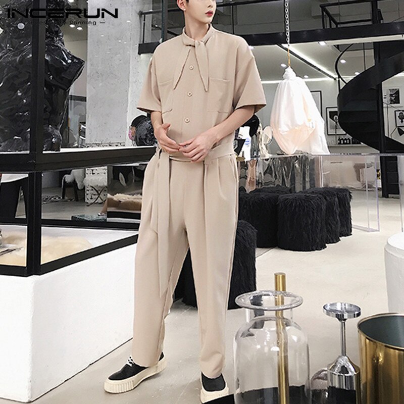 INCERUN Street Men Solid Color Half Sleeve Casual ... – Vicedeal