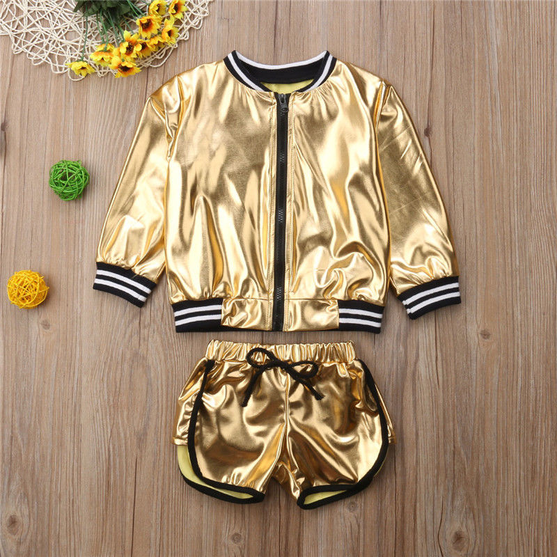 Toddler Kids Baby Girl Metallic Gold Tracksuit Lon... – Vicedeal