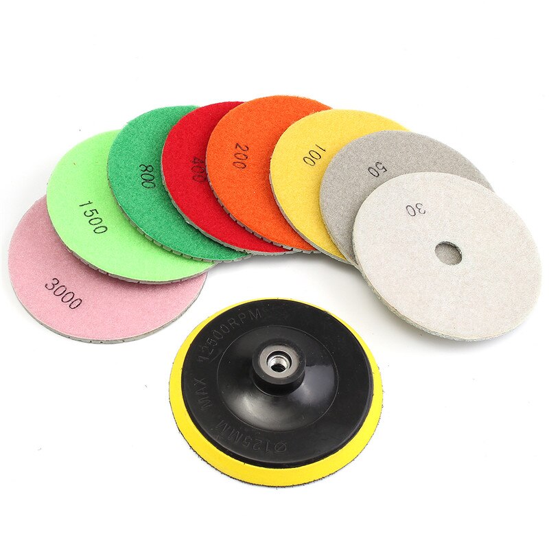9 Stks/set Diamant Polijsten Kit 5 Inch 130Mm Nat/... – Vicedeal
