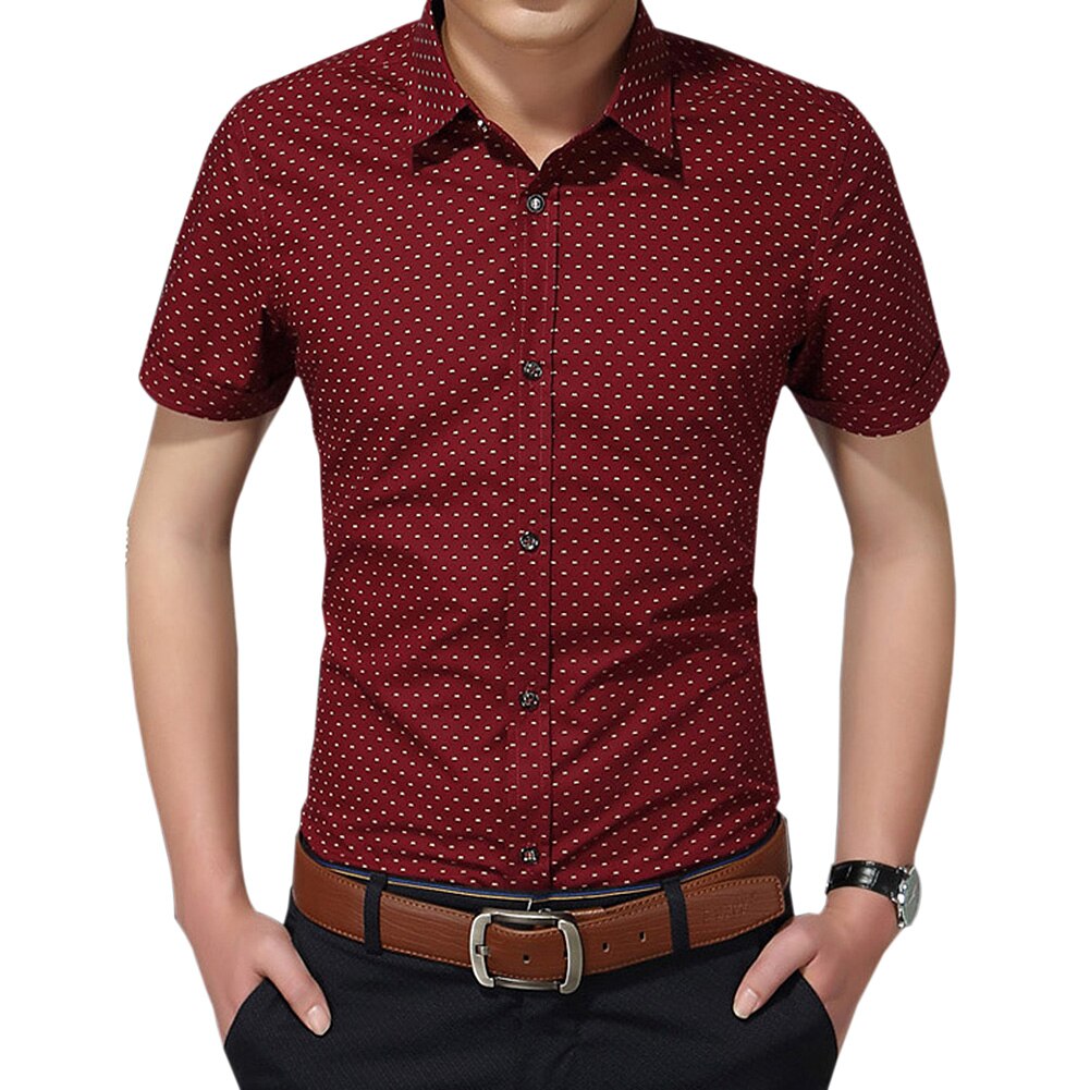 mannen Polka Dot turn-down Kraag Shirt Katoen Mann... – Vicedeal