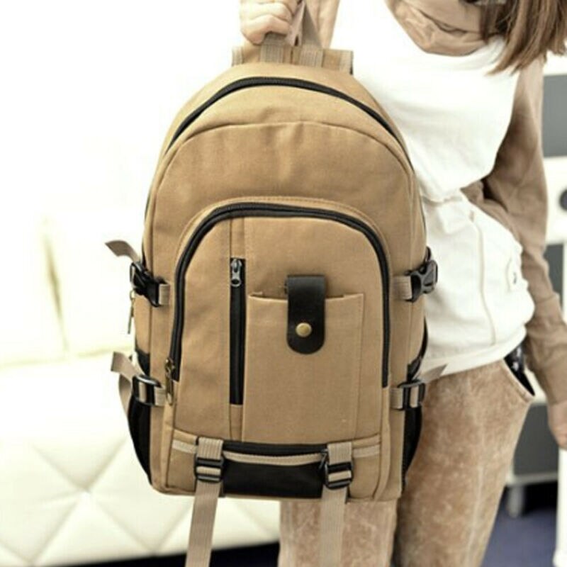 Newest Men Vintage Zippers Canvas Backpack Satchel... – Vicedeal