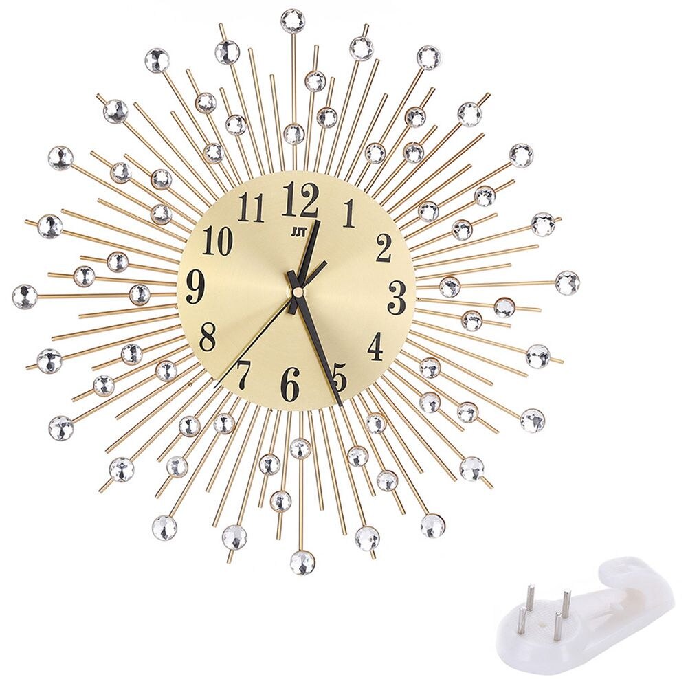 Wall Clock Diamonds Decorative Round Clock Metal L... – Grandado