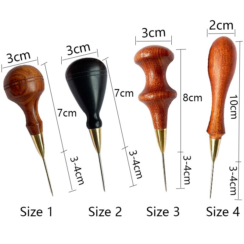 Round Cone awl with sandalwood handle, handmade le... – Grandado