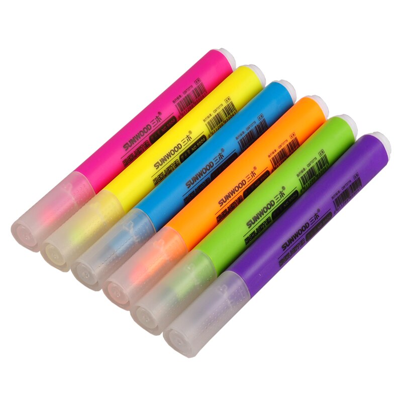 6 STKS SUNWOOD 6 Kleuren Markeerstift Set Markeers... – Grandado