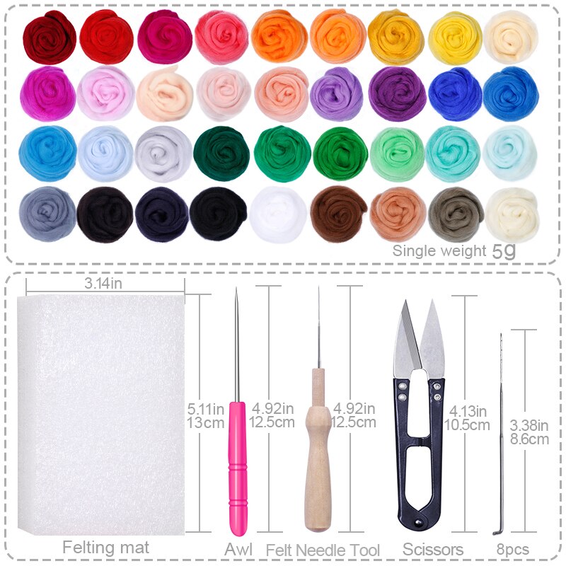 Nonvor50/36 Color Wool Felt Kit Felting Needles Ha... – Vicedeal