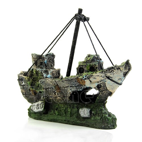 Aquarium Ornament Wreck Sunk Ship Sailing Boat Des... – Vicedeal