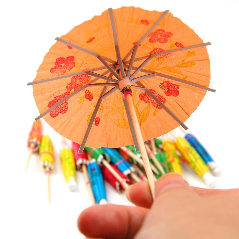 24 Multi Coloured Paper Cocktail Umbrellas Parasol... – Grandado