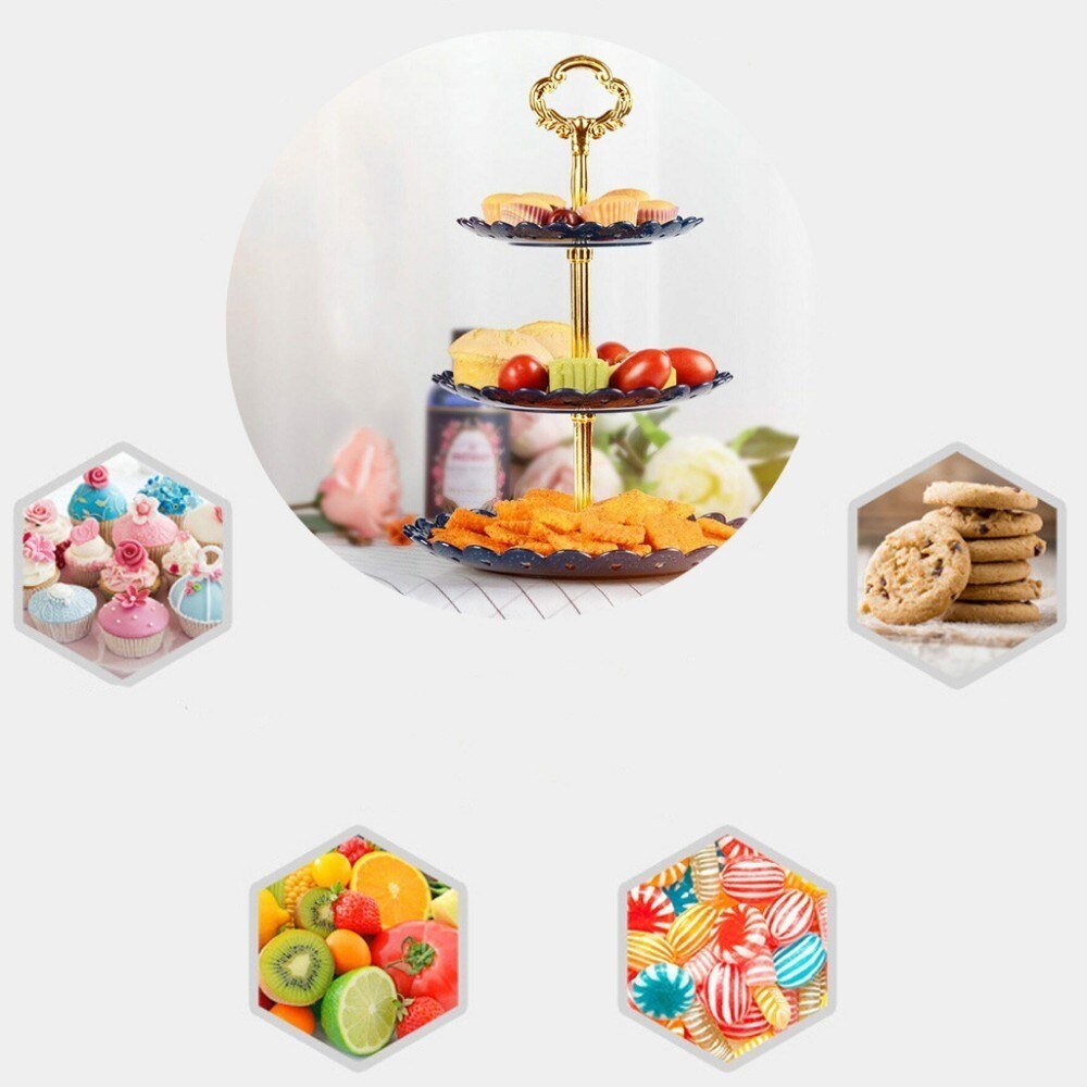 1set 3 Lagen Cake Stand Bruiloft Taart Plaat Stand... – Grandado