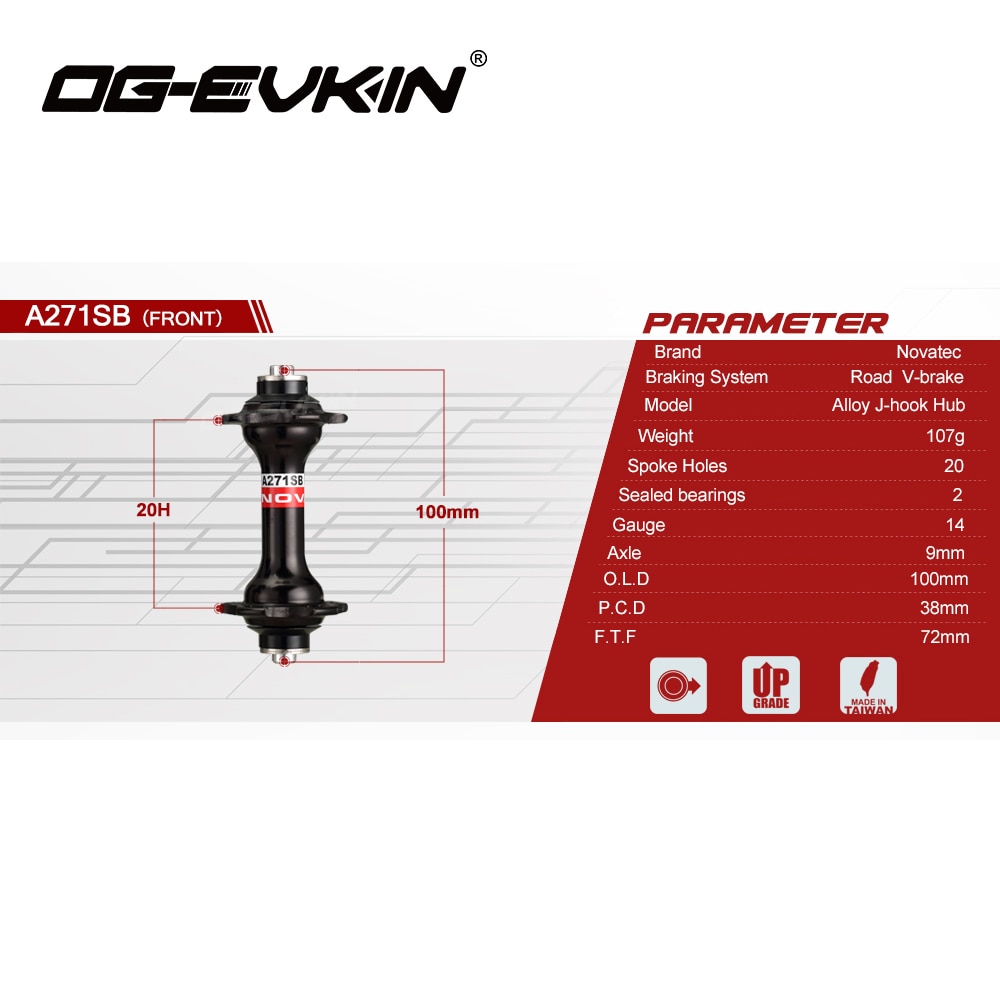 OG-EVKIN x Novatec A271SB/F372SB Rennrad Naben J-H... – Vicedeal