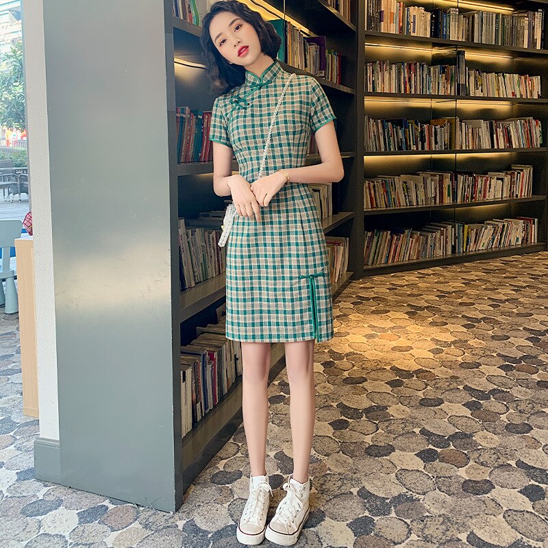 Summer stripe vintage patterns cotton qipao girl d... – Grandado