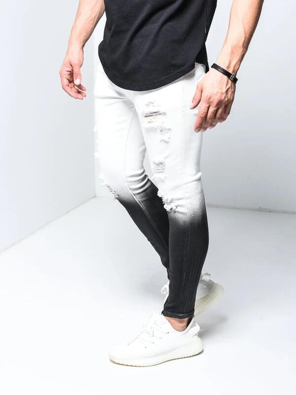 2021New Gradient Color Ripped Jeans Men Casual Des... – Grandado