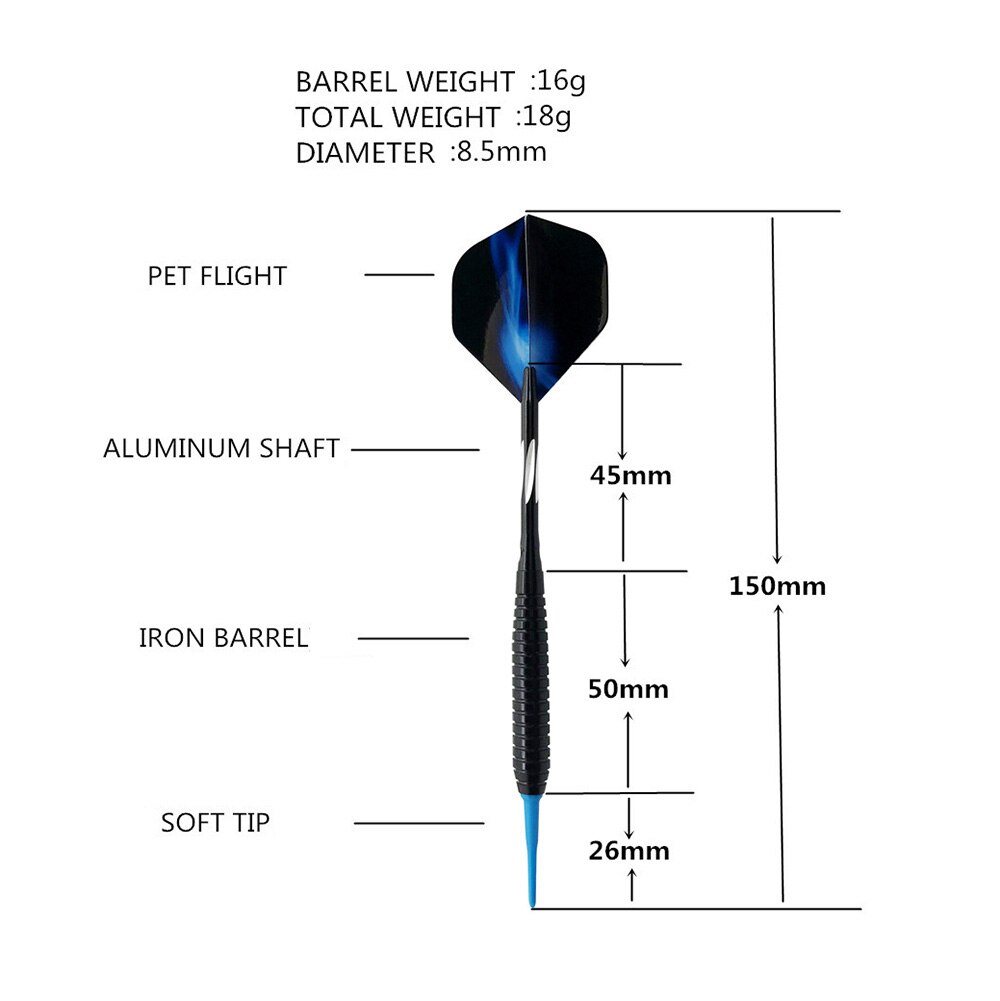 6Pcs 18g Safe Darts Set Soft Plastic Tip Iron Barr... – Grandado