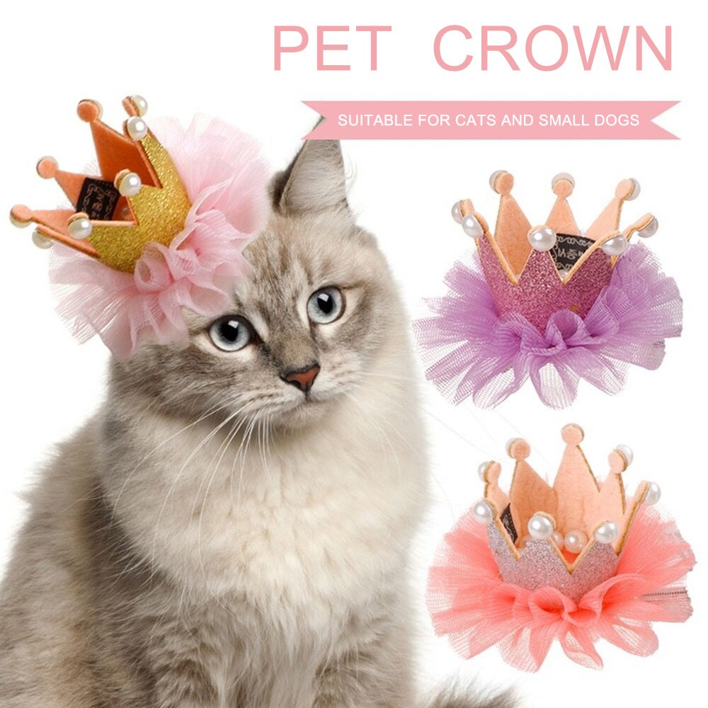 Sweet Cat Bling Bling Imperial Crown Lace Pearl He... – Grandado