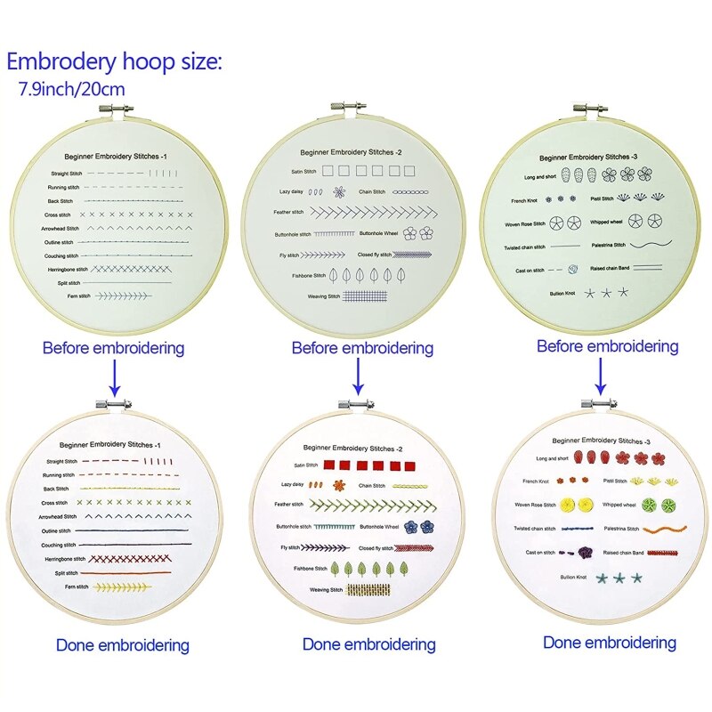 Beginners Embroidery Stitch Practice Kit Bamboo Em... – Vicedeal