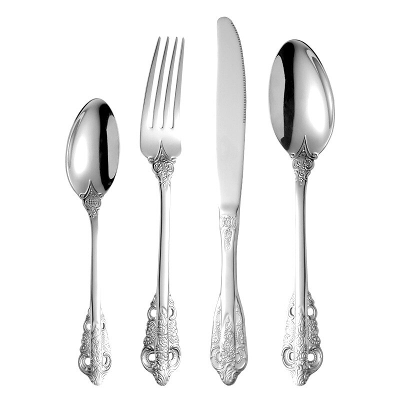 Vintage Cutlery Stainless Steel Tableware Set Silv... – Grandado