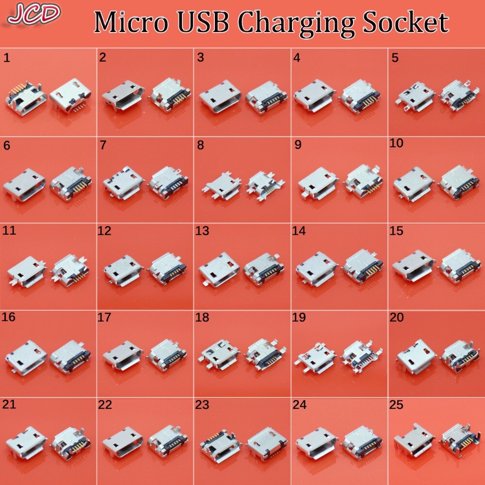JCD 5 Pin SMT Buchse Stecker Micro USB Typ B Weibl... – Vicedeal