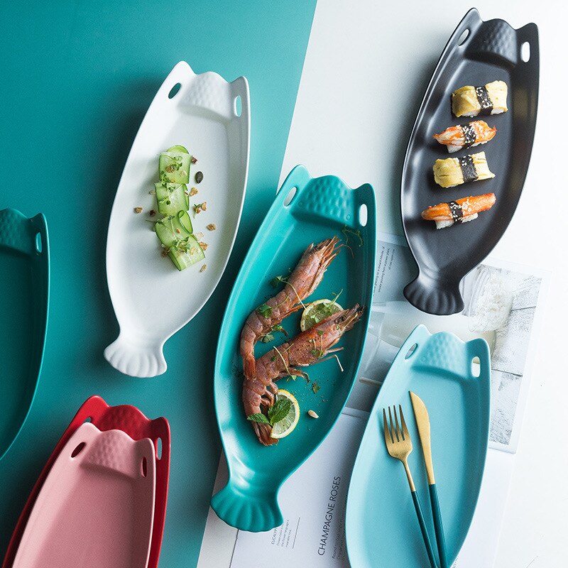 2 Size Solid Color Plates Fish Dish Bone China Cer... – Vicedeal