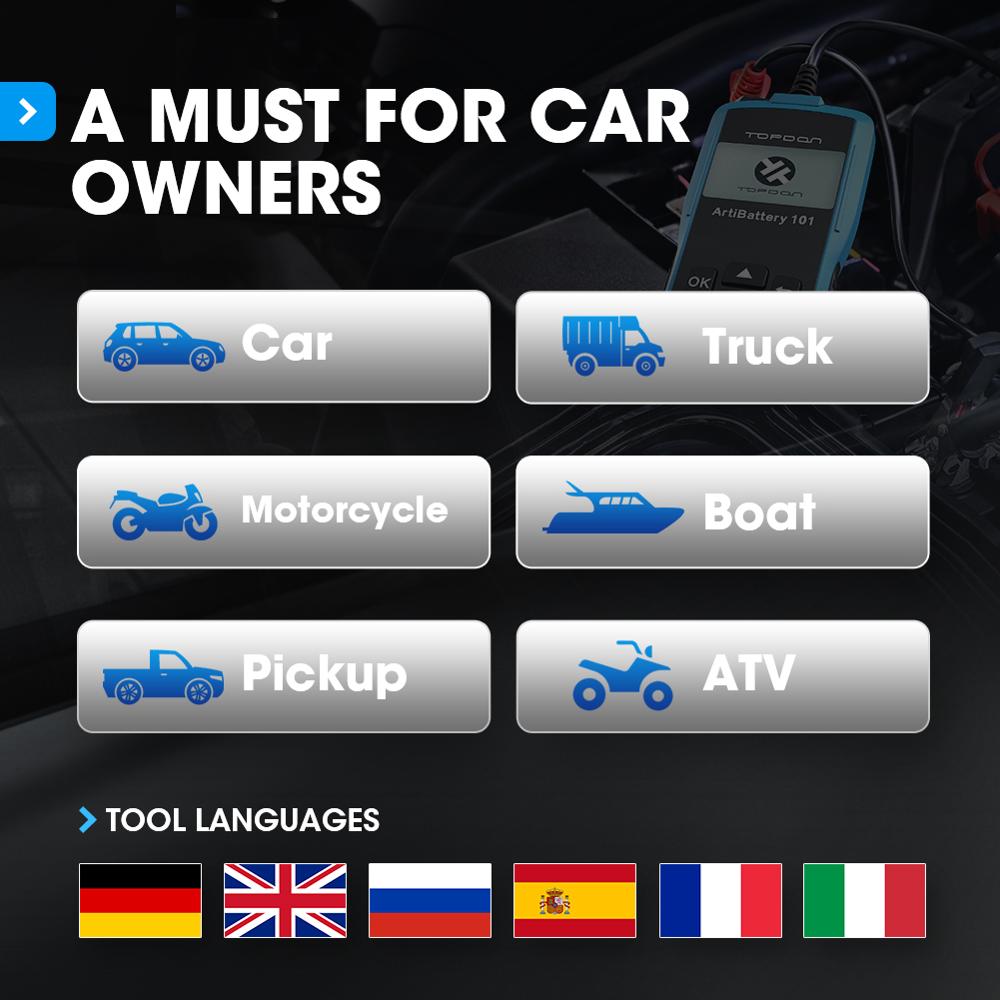 TOPDON AB101 Automatic Smart 12V Car Battery Teste... – Vicedeal