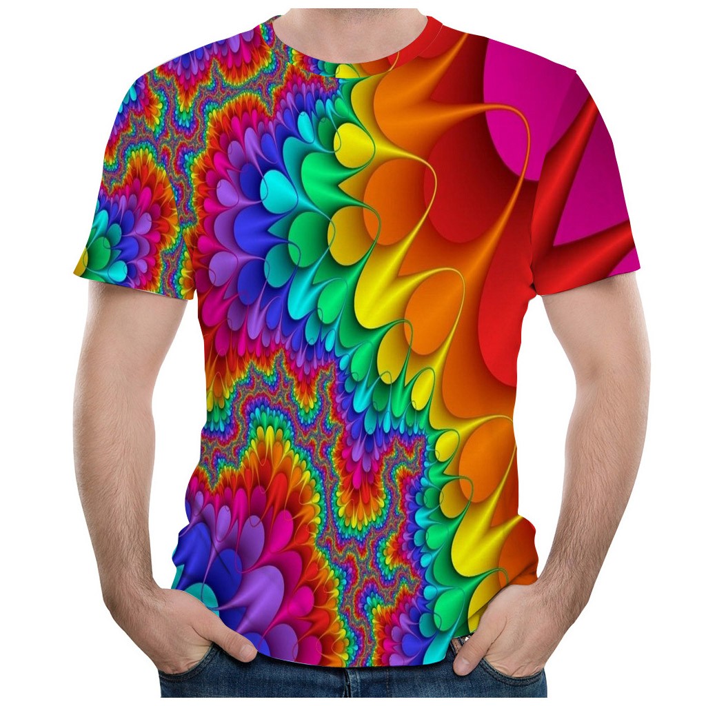 Men's Funny Color Digital Print T Shirt Mens 3D Co... – Vicedeal