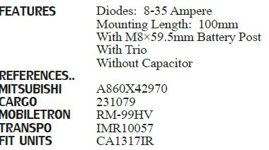 HNROCK ALTERNATOR RECTIFIER 12602100 MIA10013 A860... – Grandado
