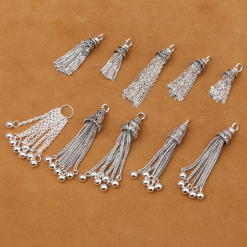S925 Pure Silver DIY Accessories Tassel Silver Dec... – Grandado