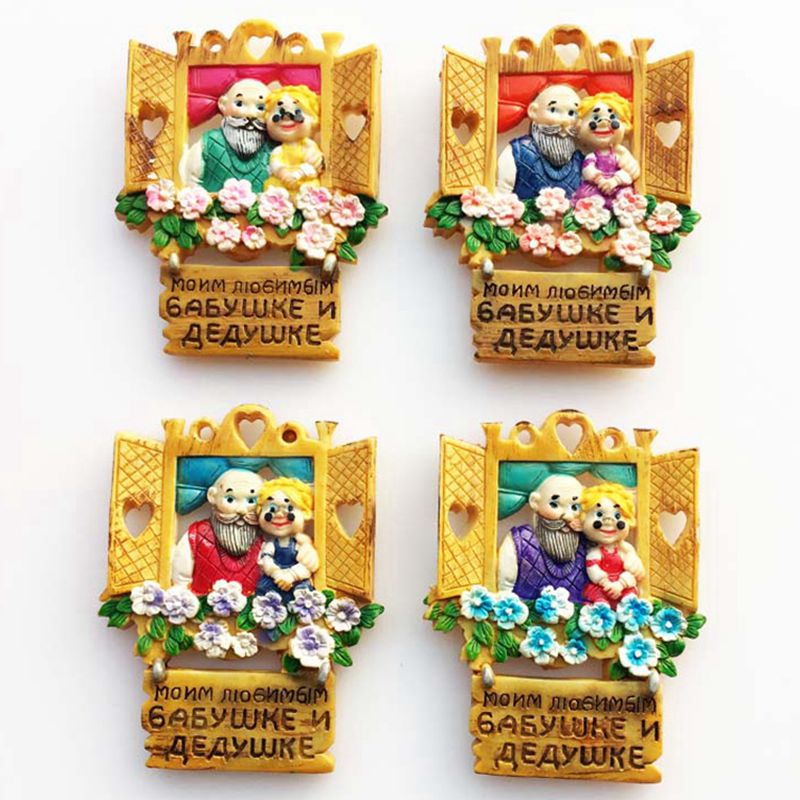 Hand-made painted Russian Grandparents 3D Fridge M... – Grandado