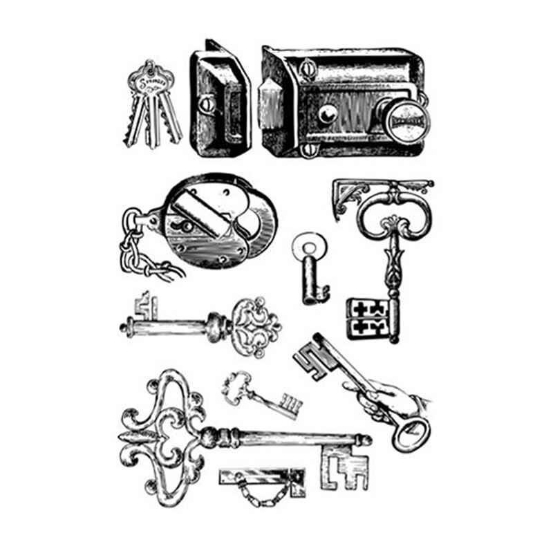 Retro lock and key Clear Stamps for DIY Scrapbooki... – Grandado
