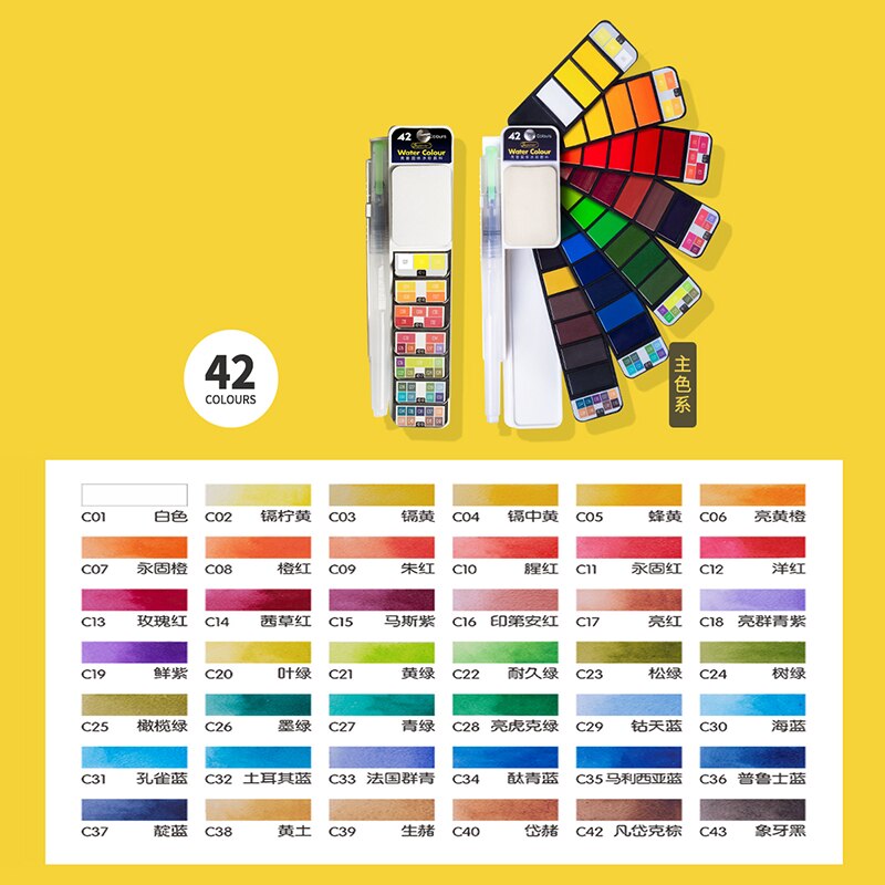 Sector Foldable 18/24/36/42 Colors Solid Watercolo... – Vicedeal