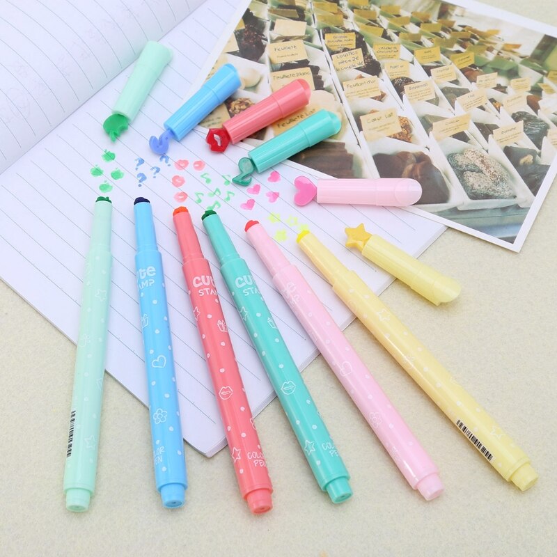 3Pcs School Supplies Cute Colorful Kawaii Stamp Hi... – Grandado