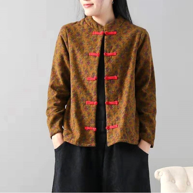 Chinese Cheongsam Tops Winter Parkas Coats Button ... – Grandado