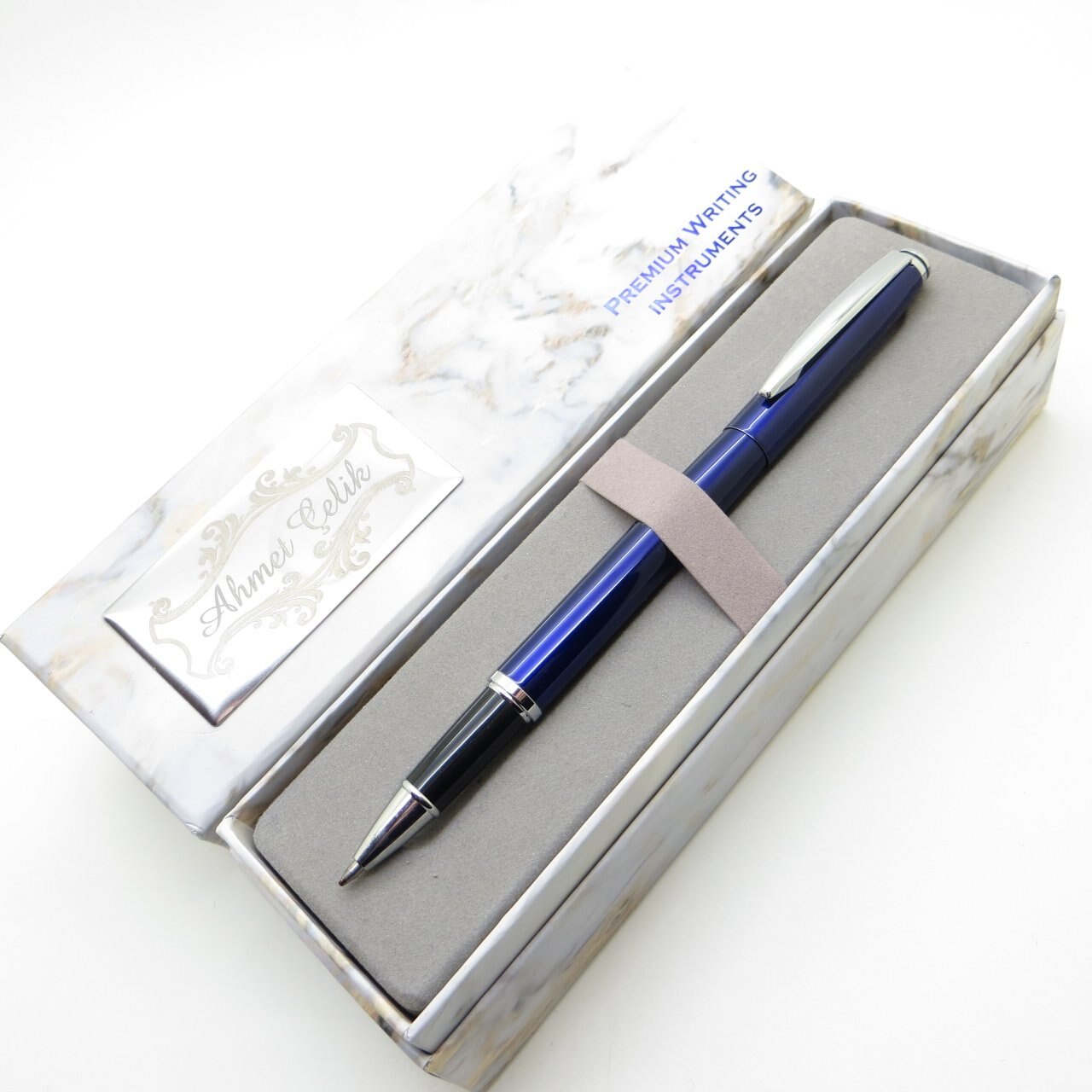 Wings Marble R320 Navy Blue Chrome Roller Pen | İs... – Grandado