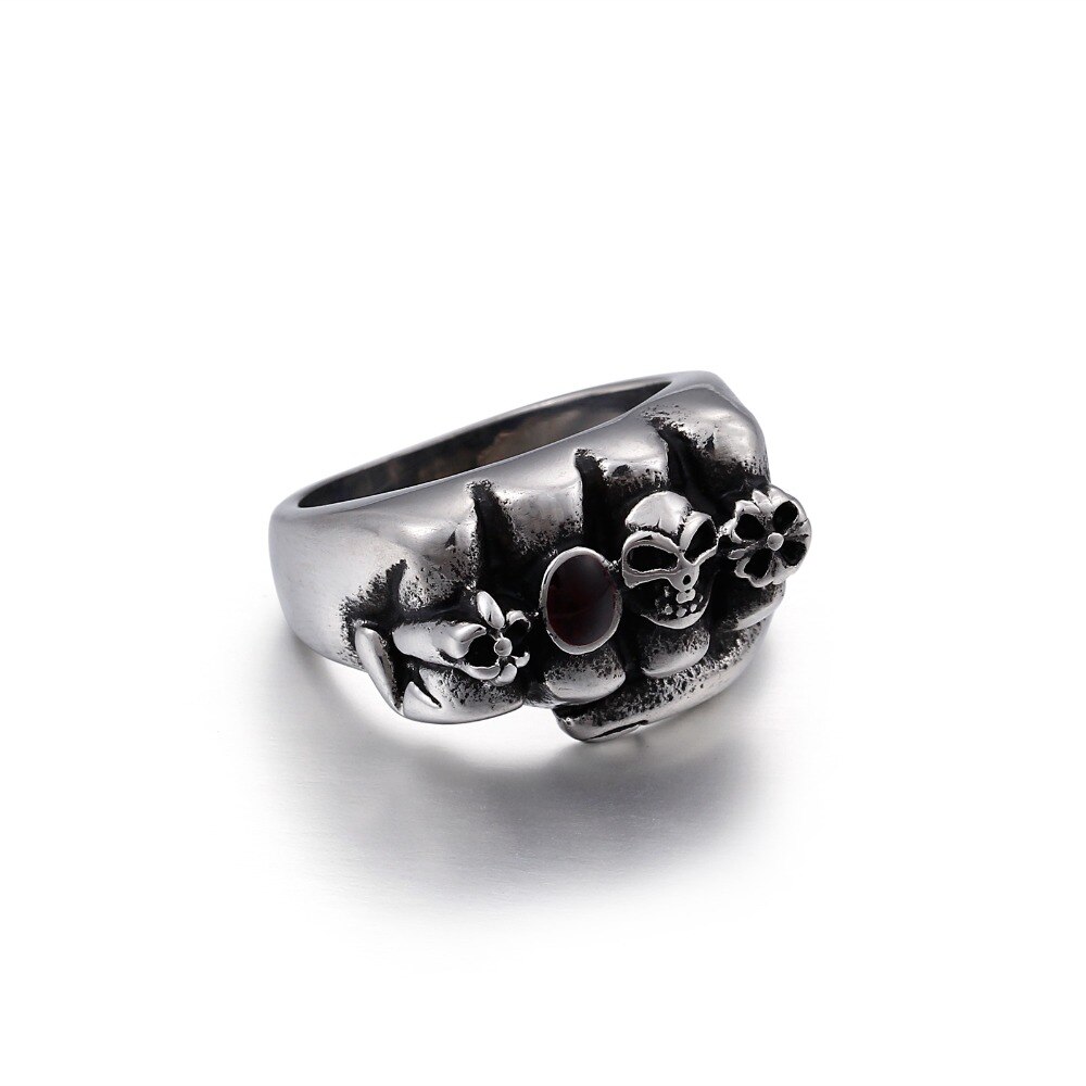 6mm Breite Edelstahl Faust Mit Schädel Metall Ring... – Vicedeal
