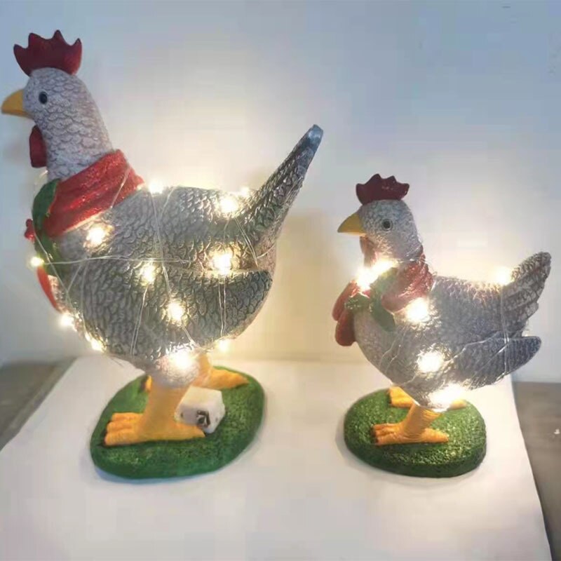 Light Up Christmas Chicken With Scarf Courtyard De... – Grandado