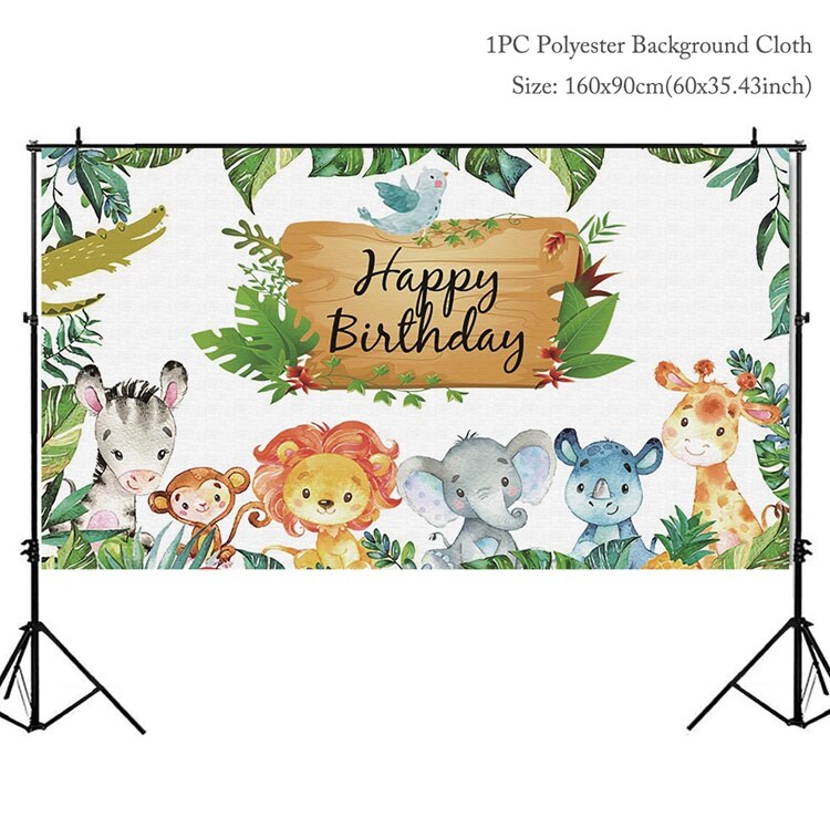 Jungle Birthday Banner Tropical Safari 1st Happy B... – Vicedeal