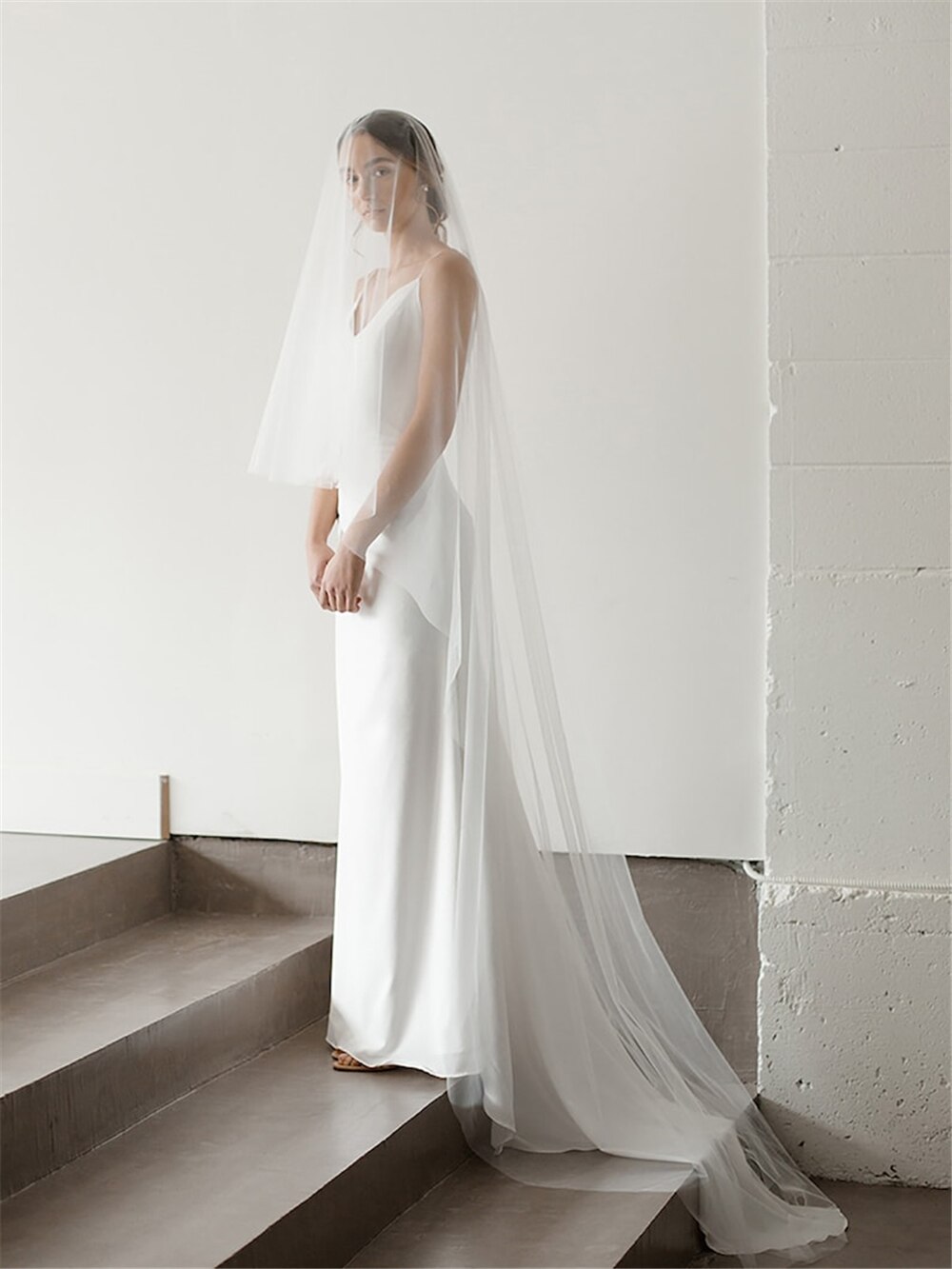 Long Wedding Veil 1 Layer Blusher Sheer Veil Soft ... – Grandado