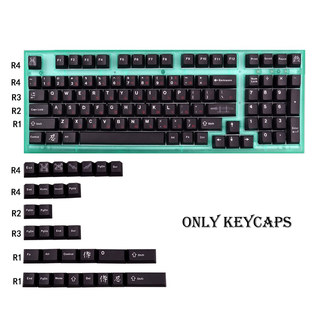 Black PBT Keycaps GMK Samurai 129 Keys Cherry Prof... – Grandado
