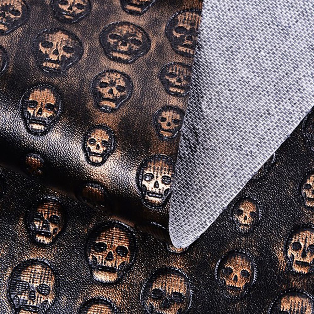 1 Meter Schädel PU Leder Stoff Vintage Punk Synthe... – Grandado